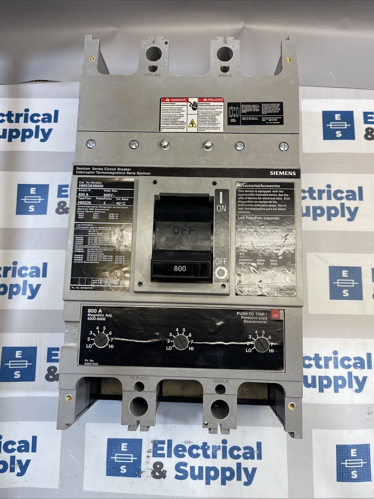 HMXD63B800 - Siemens 800 Amp 3 Pole 600 Volt bolt-On Molded Case Circu ...