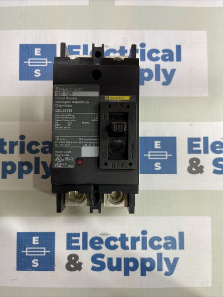 QDL22125 Square D 2 Pole 125AMP 240VAC 25KAIC Main Circuit Breaker QD ...