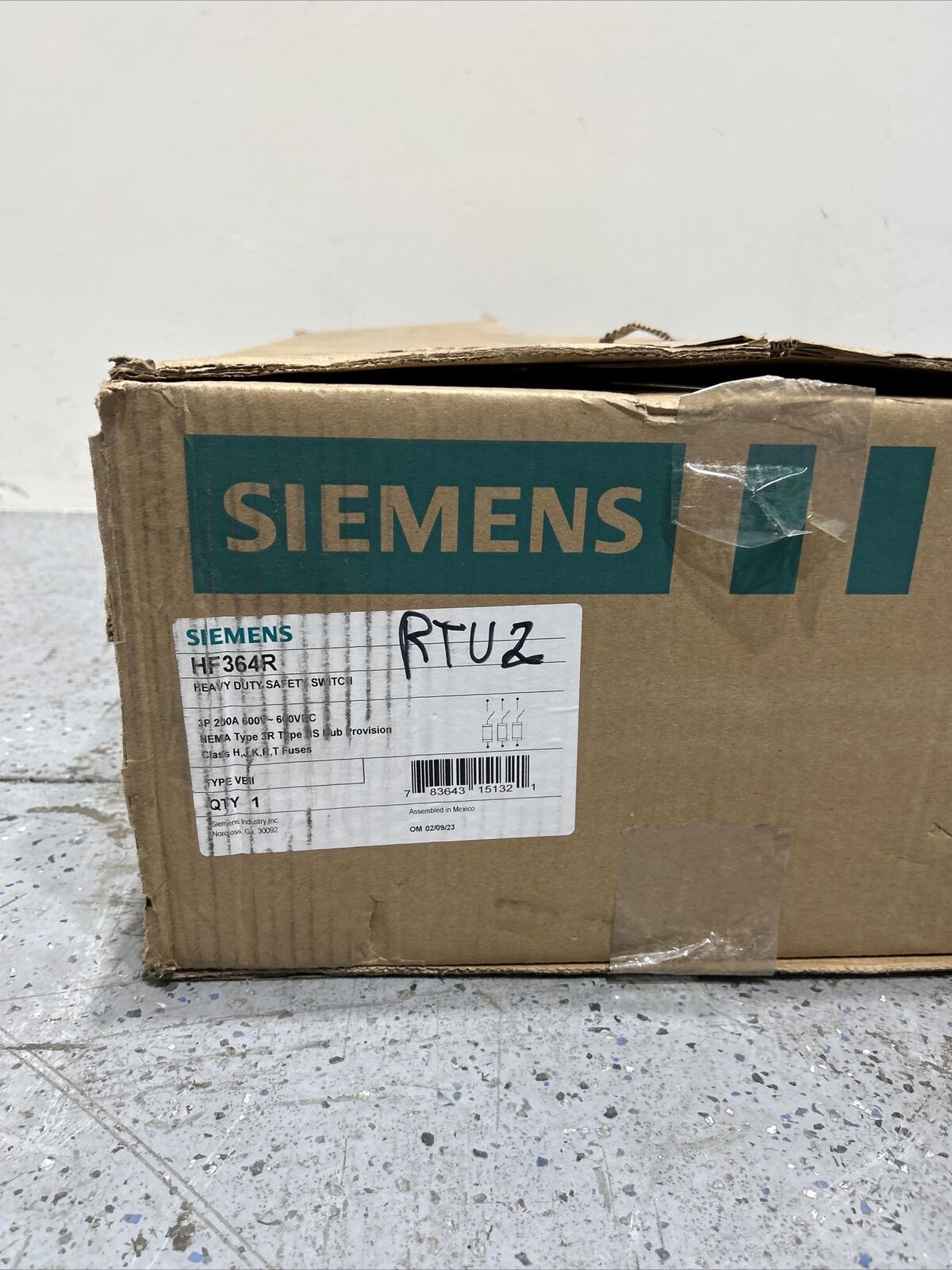HF364R | Siemens | 200 Amp | 600 Volt | 3 Pole | NEMA 3R | New Fusible ...
