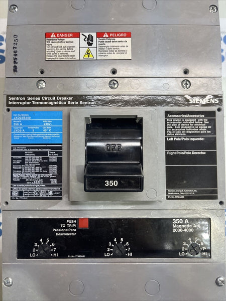 JXD23B350 Circuit Breaker 350 Amp Volts Max 240 Vac 350A Trip ...