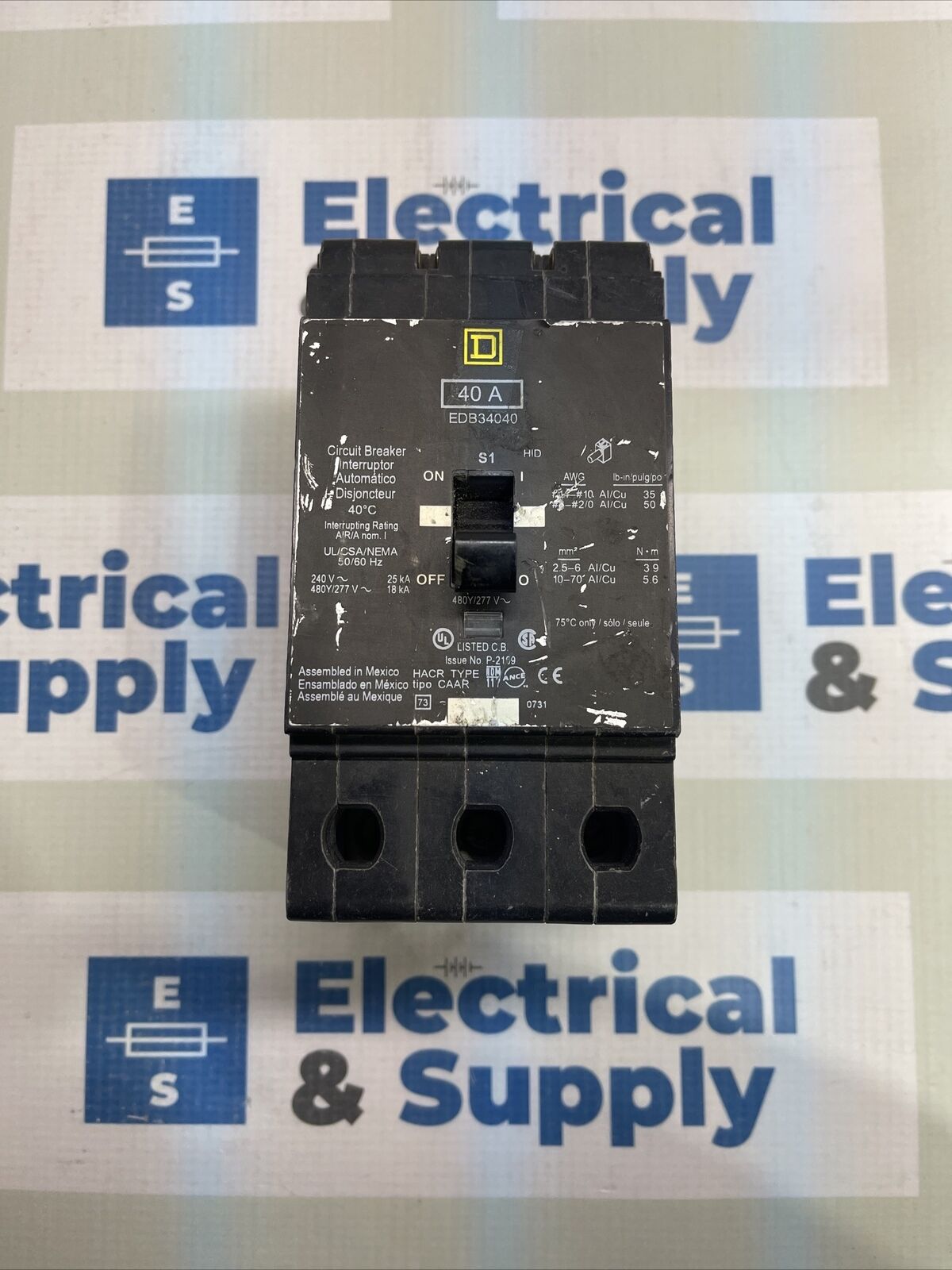 EDB34040 | Square D | 40 Amp | 480Y/277 Volt | 3 Pole | Molded Case Ci ...