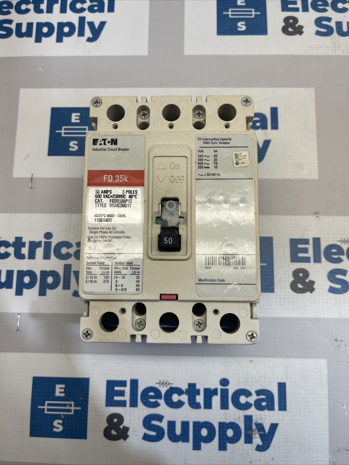 FD3050 | Eaton | 50 Amp | 600 VAC | 3 Pole | Circuit Breaker ...