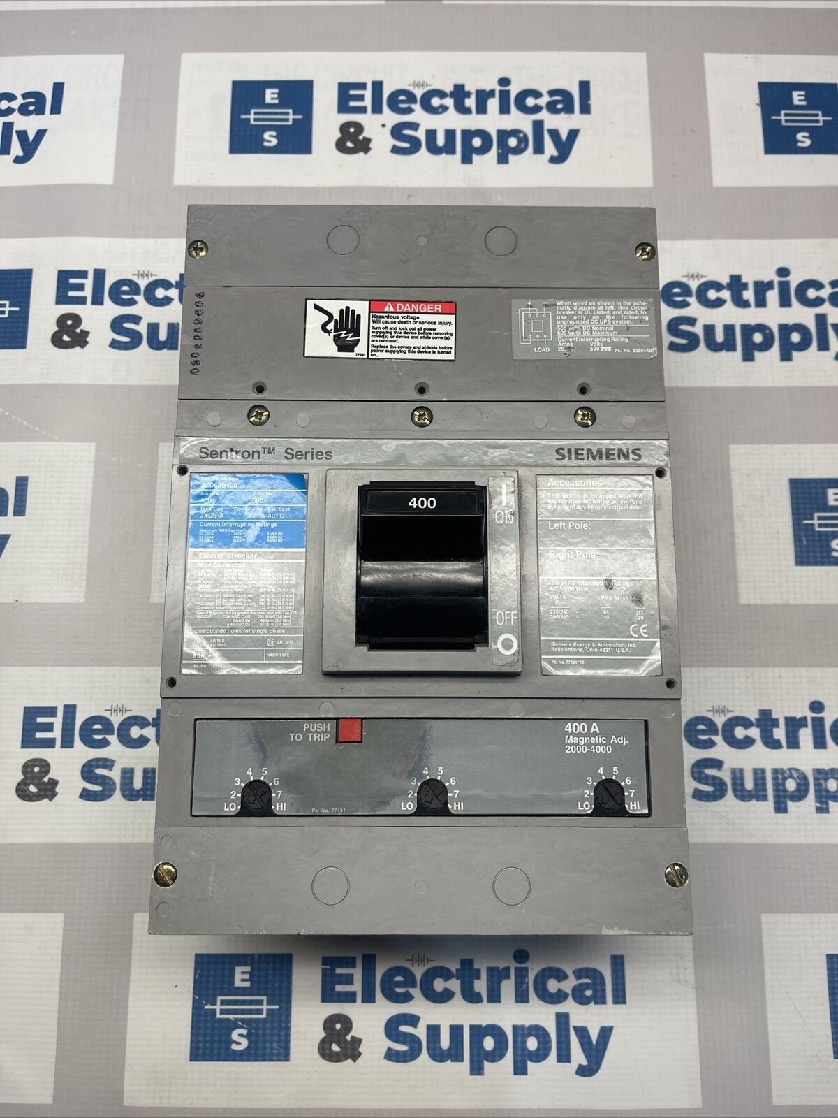 JXD63B400, 3 POLE 400 AMP 600 VOLT Circuit Breaker Siemens Surplus ...