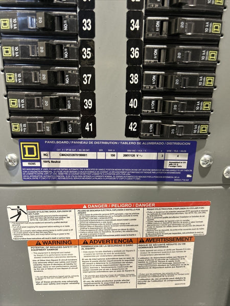 Square D | 150 Amp | 208Y/120V | 3PH 4W | Main Breaker NQ Panel with B ...