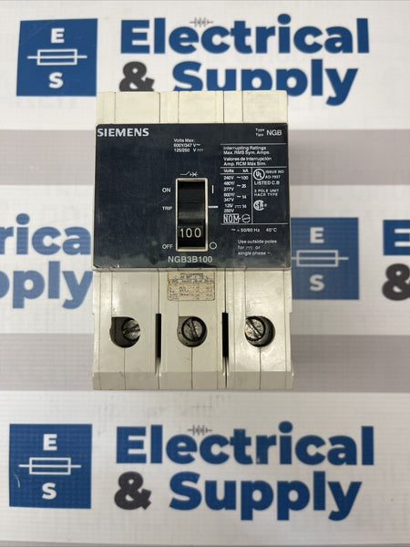 NGB3B100 Siemens Molded Case Circuit Breaker 3 Pole 100 Amp 277/480V N ...