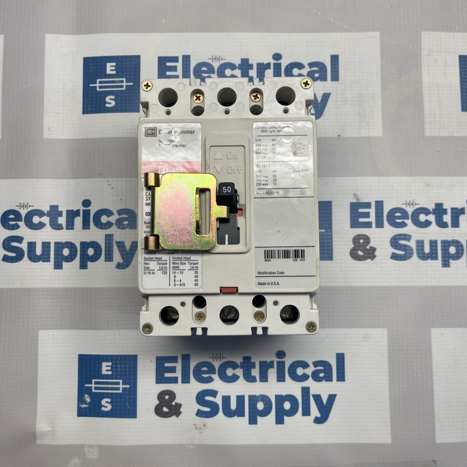 FD3050 | Eaton | 50 Amp | 600 VAC | 3 Pole | New Pullout Molded Case M ...