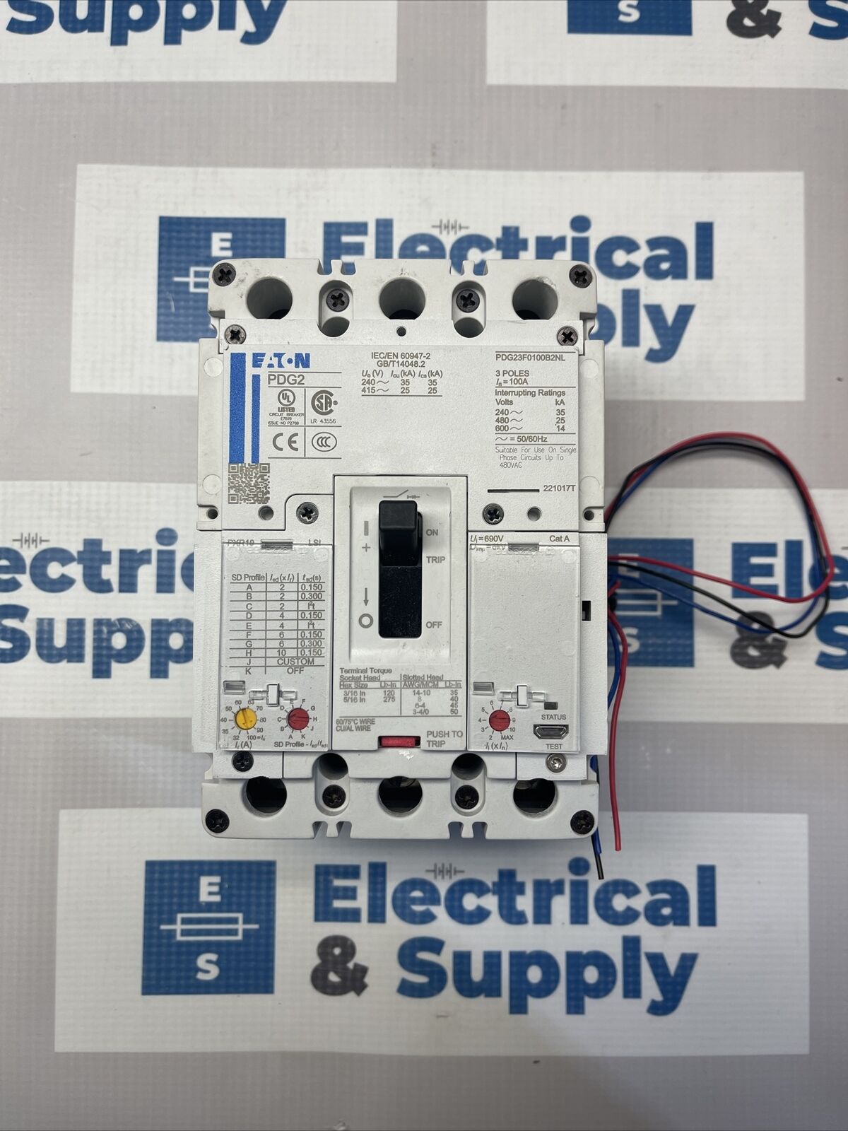 PDG23F0100TFFL | Eaton | 100 Amp | 600 Volt | 3 Pole | Circuit Breaker ...