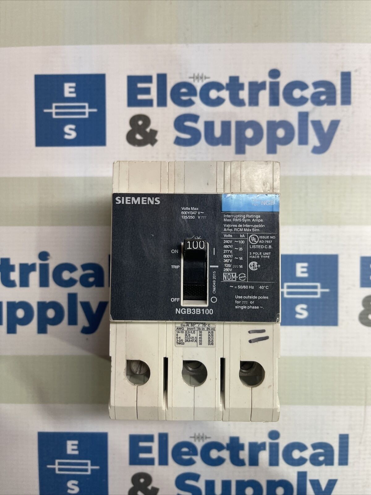 SIEMENS NGB3B100 CIRCUIT BREAKER 100 AMP 3-pole 480V - Electrical and ...
