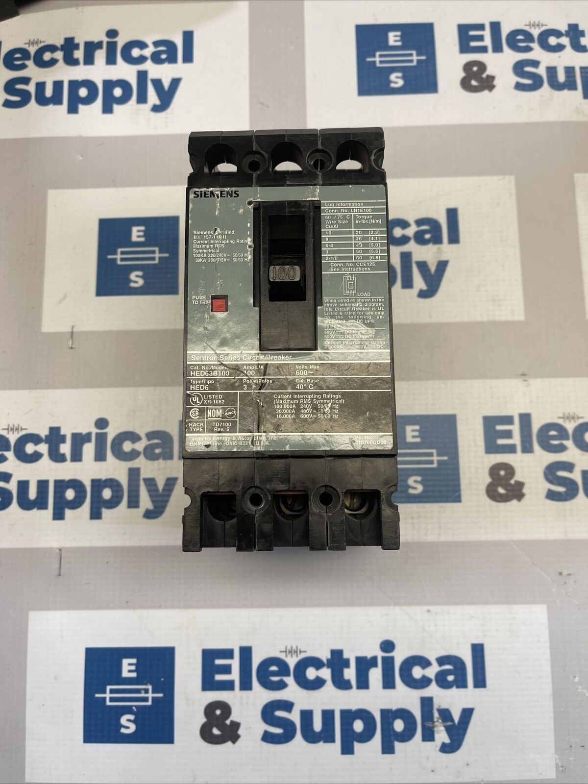 HED63B100 Siemens SENTRON SERIES Circuit Breaker 100 Amp 3 Pole New Su ...