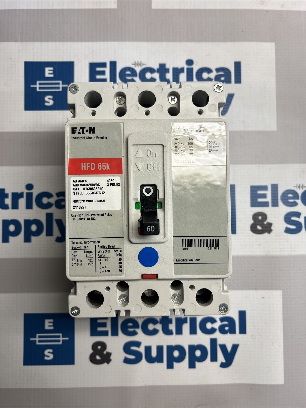 HFD3060 | Cutler-Hammer | 60 Amp | 600 Volt | 3 Pole | Circuit Breaker ...