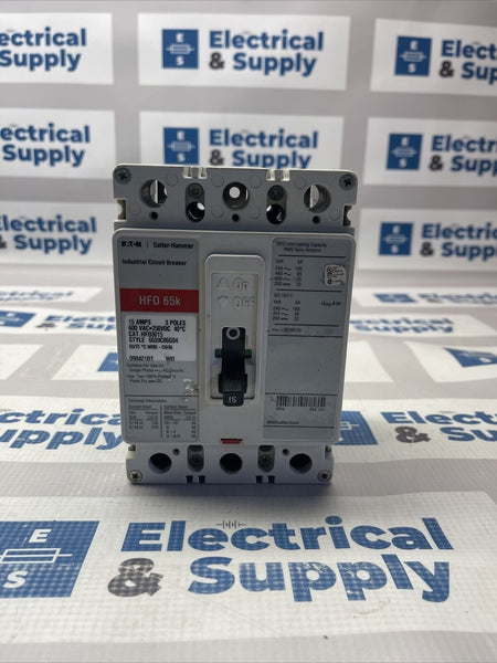 HFD3015 | Eaton | 15 Amp | 600 VAC | 3 Pole | HFD 65K Circuit Breaker ...