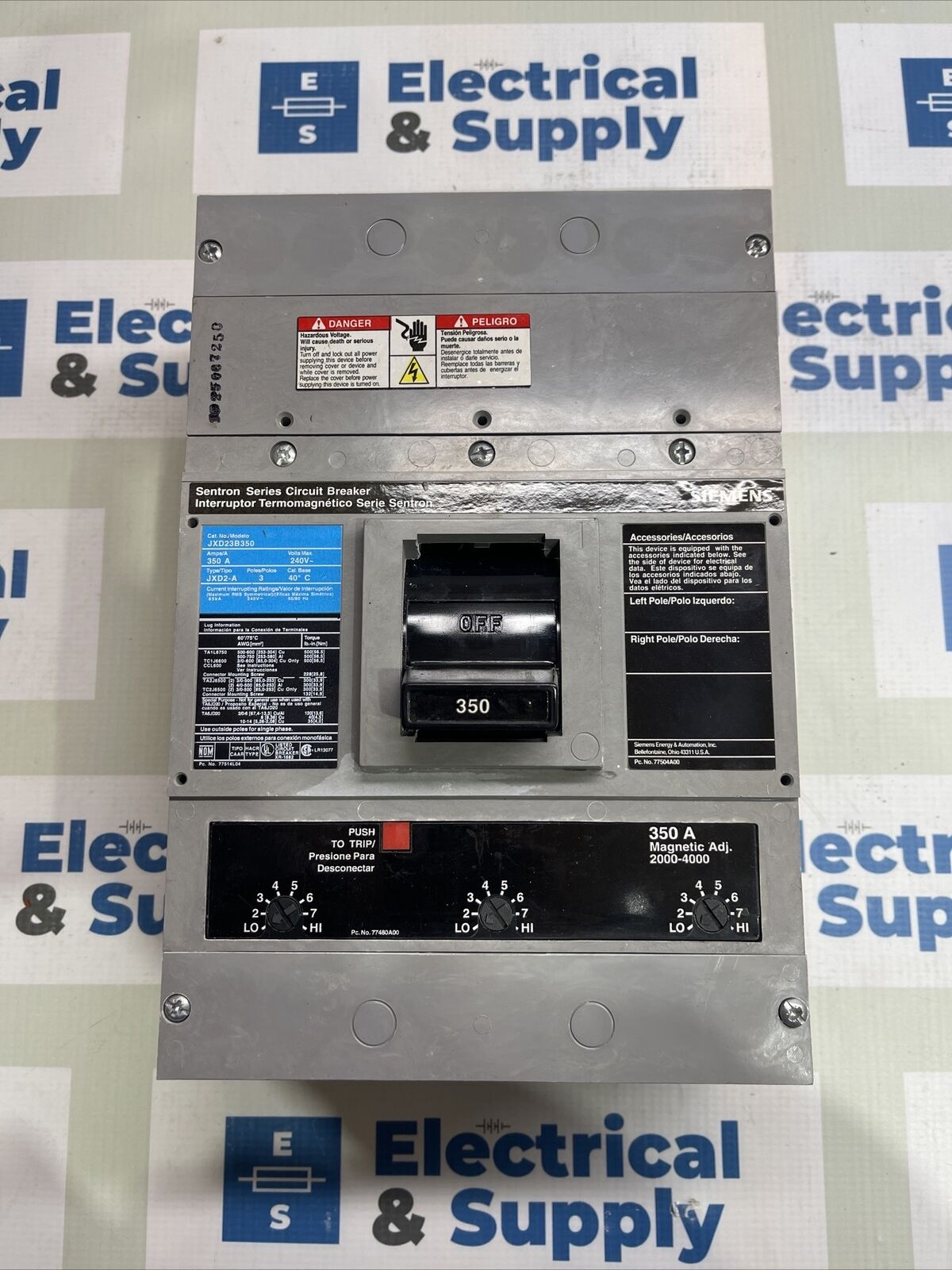 JXD23B350 Circuit Breaker 350 Amp Volts Max 240 Vac 350A Trip ...