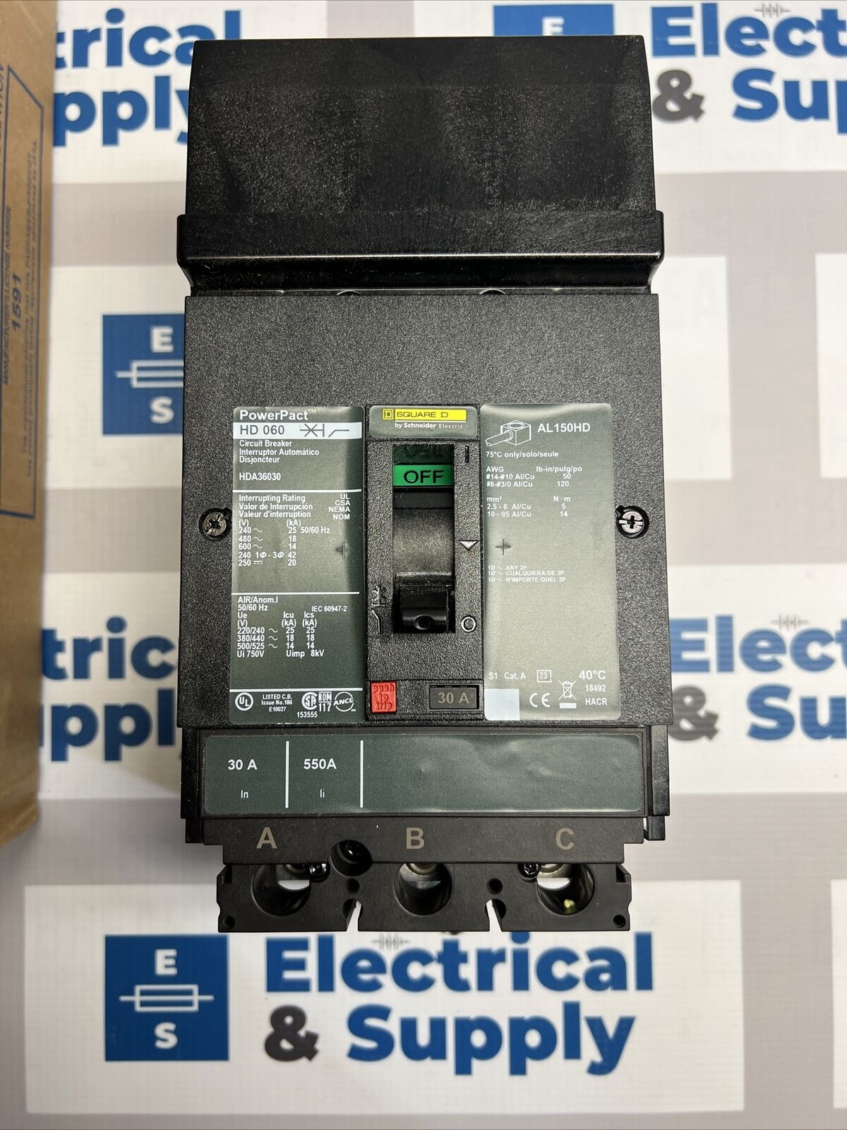 HDA36030 SQUARE D CIRCUIT BREAKER 30 AMP 3 POLE 600 VAC NEW ...