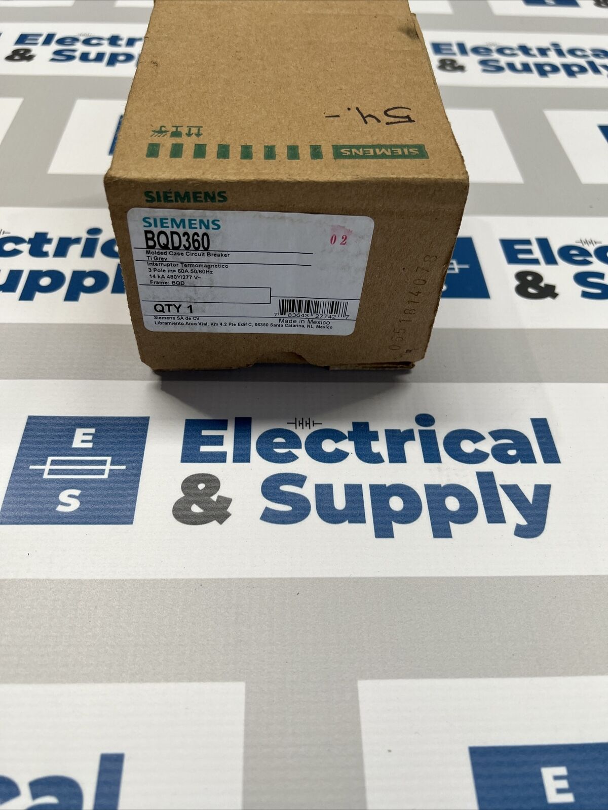 NEW SIEMENS BQD360 TYPE BQD 60A 480V BOLT ON BREAKER - Electrical and ...