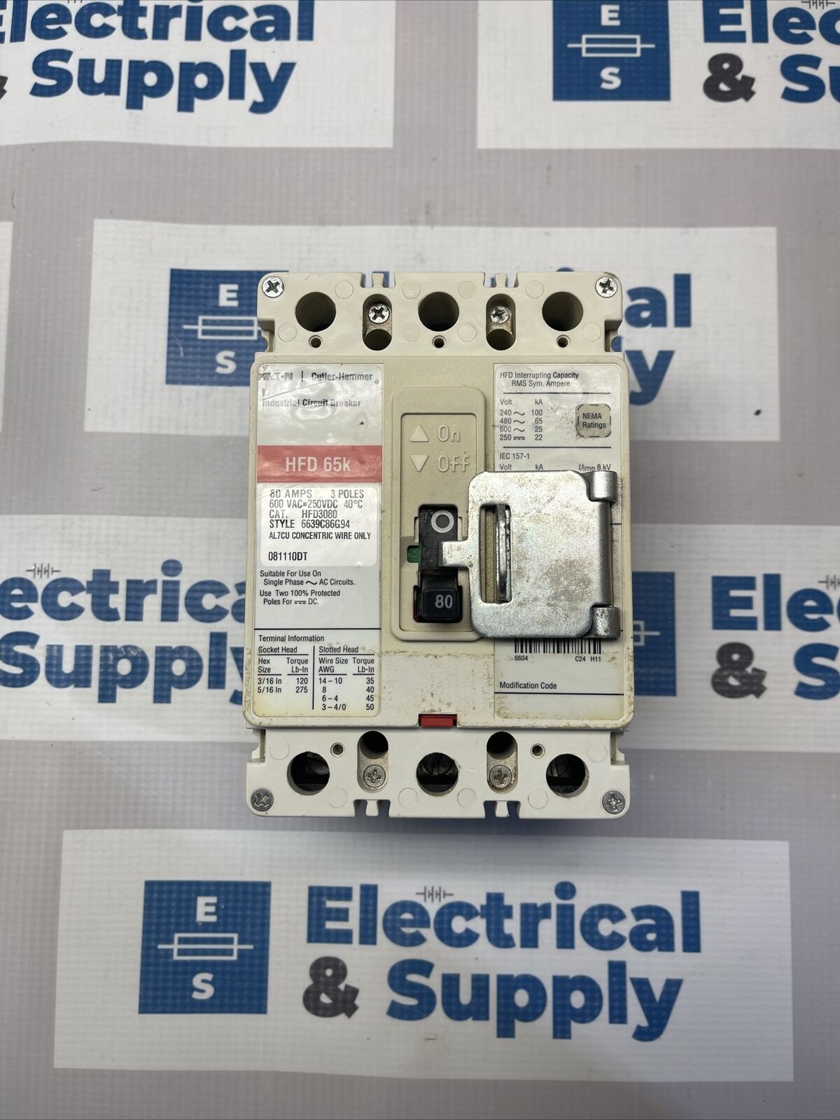HFD3080 | Cutler-Hammer, Eaton | 80 Amp | 600 Volt | 3 Pole | New Bolt ...