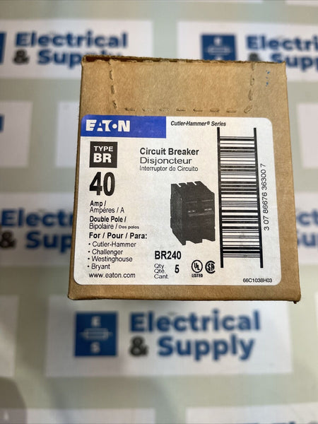 Eaton BR240 40Amp 2 Pole Standard Trip Circuit Breaker Cutler Hammer C ...