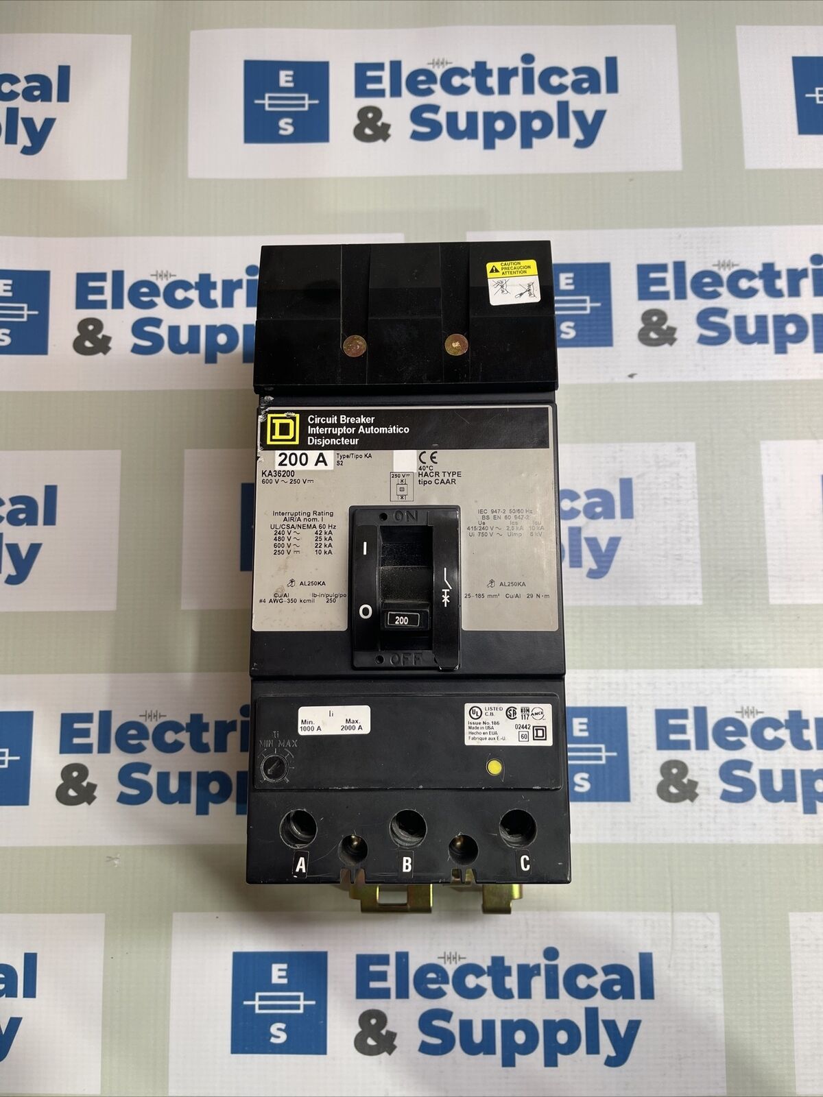 Square D KA36200 200 Amp 600 Vac 3 Pole Circuit Breaker. - Electrical ...