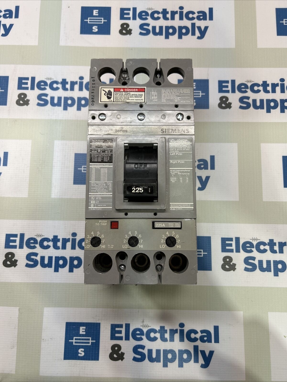 HFD63F250 | Siemens | 225 Amp | 600 VAC | 3 Pole | Circuit Breaker ...