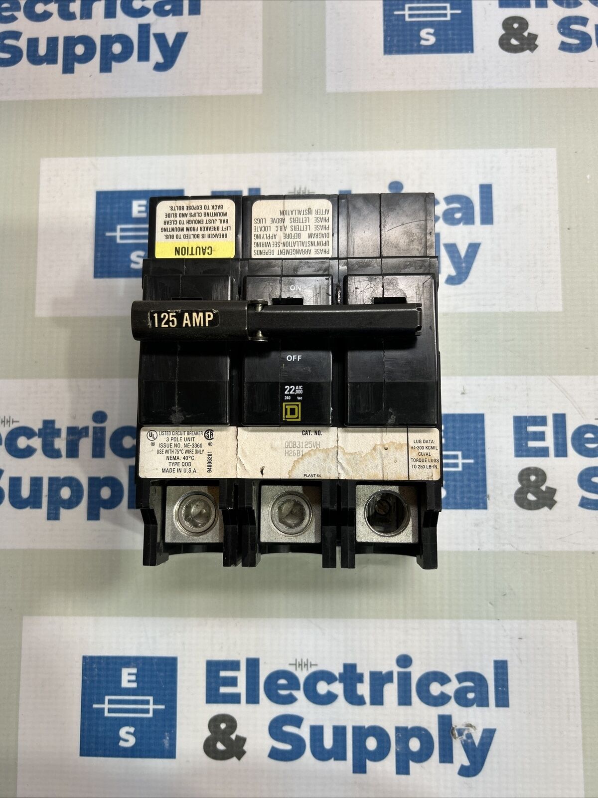 QOB3125VH Square D 125 Amp 3 Pole 240V Circuit Breaker - Electrical and ...
