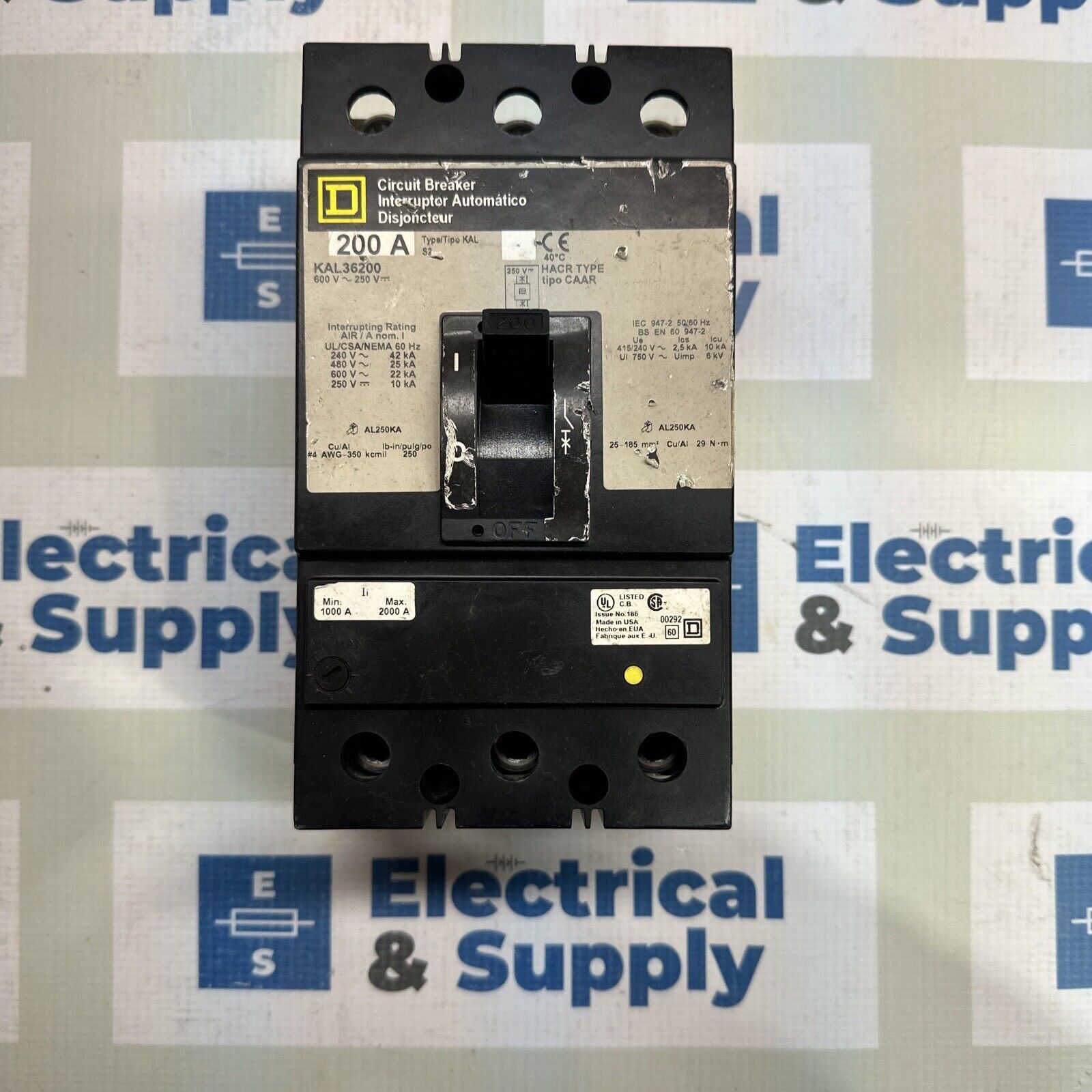 SQUARE D KAL36200 200AMP 600V 3 P - Electrical and Supply