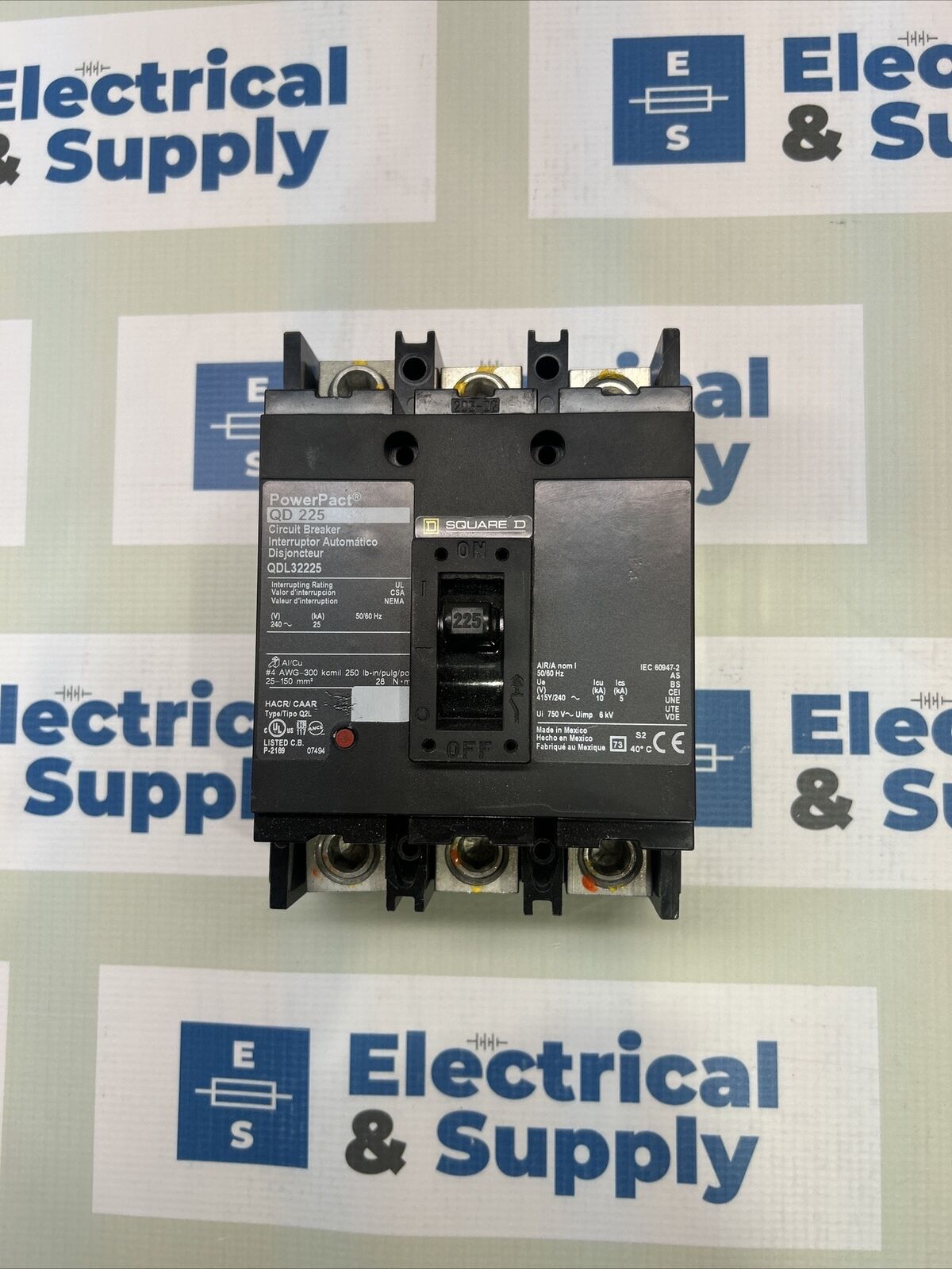 QDL3225 3 Pole 225 Amp Power Pact Circuit Breaker Square D Surplus ...