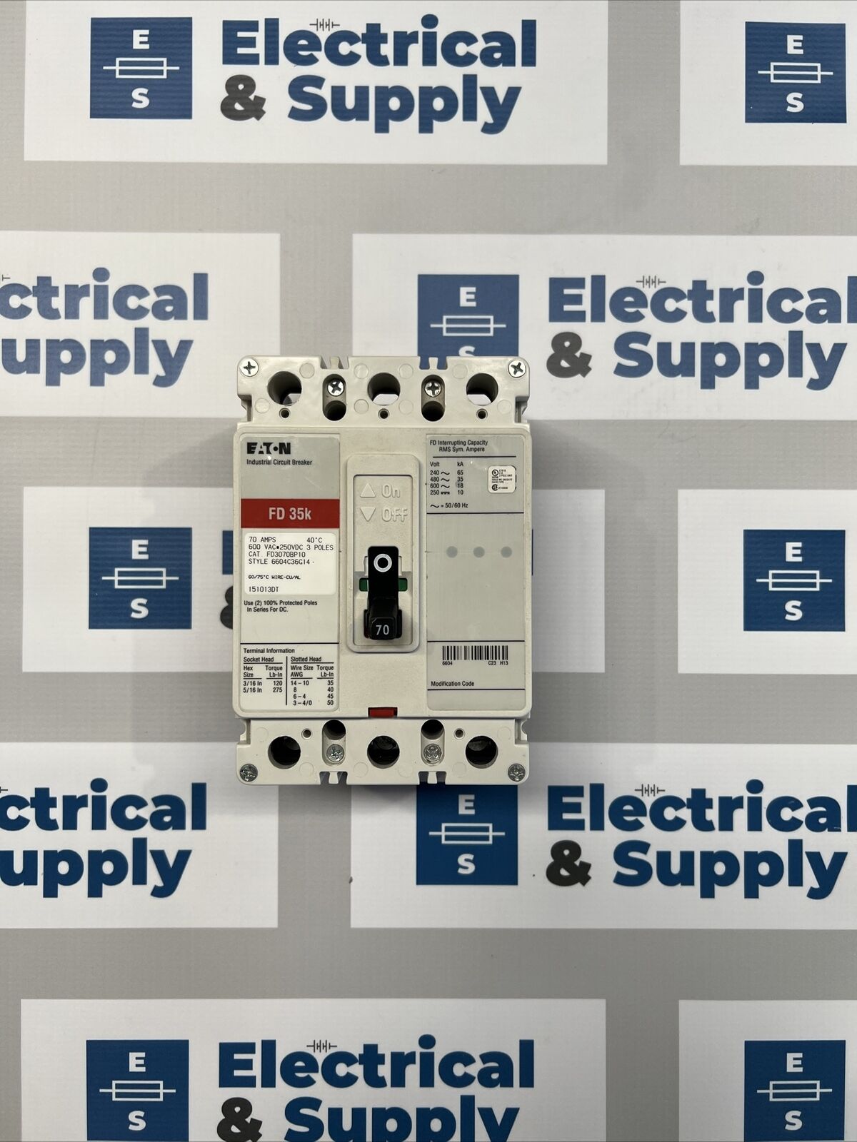 FD3070 | Cutler-Hammer | 70 Amp | 600 Volt | 3 Pole | Circuit Breaker ...