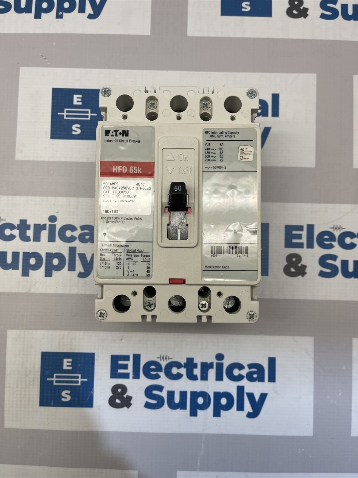 Eaton | HFD3050 | 50 Amp | 600 Volt | 3 Pole | New Surplus Molded Case ...