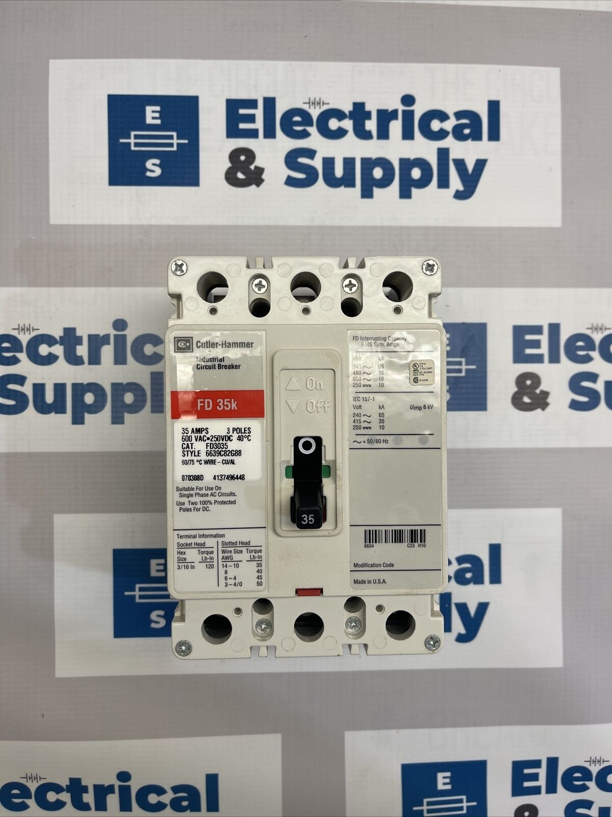 Eaton | FD3035 | 35 Amp | 600 Volt | 3 Pole | FD 35k Circuit Breaker ...